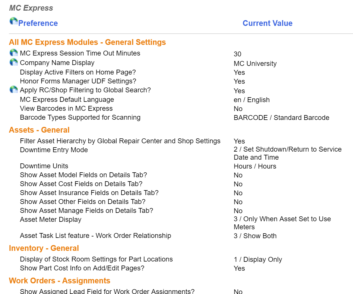 MC Express system administration